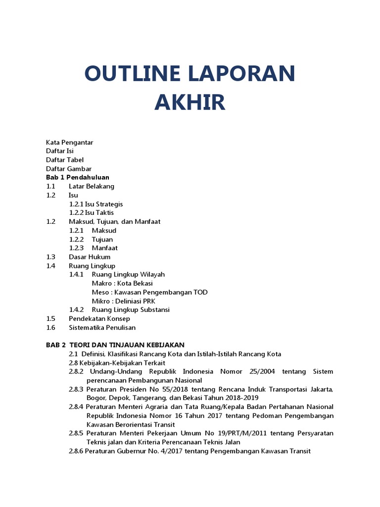 OUTLINE LAPORAN AKHIR PRK_Rev_101322.docx | PDF