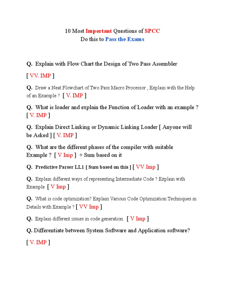 10 Most Important Questions of SPCC PDF | PDF | Computers