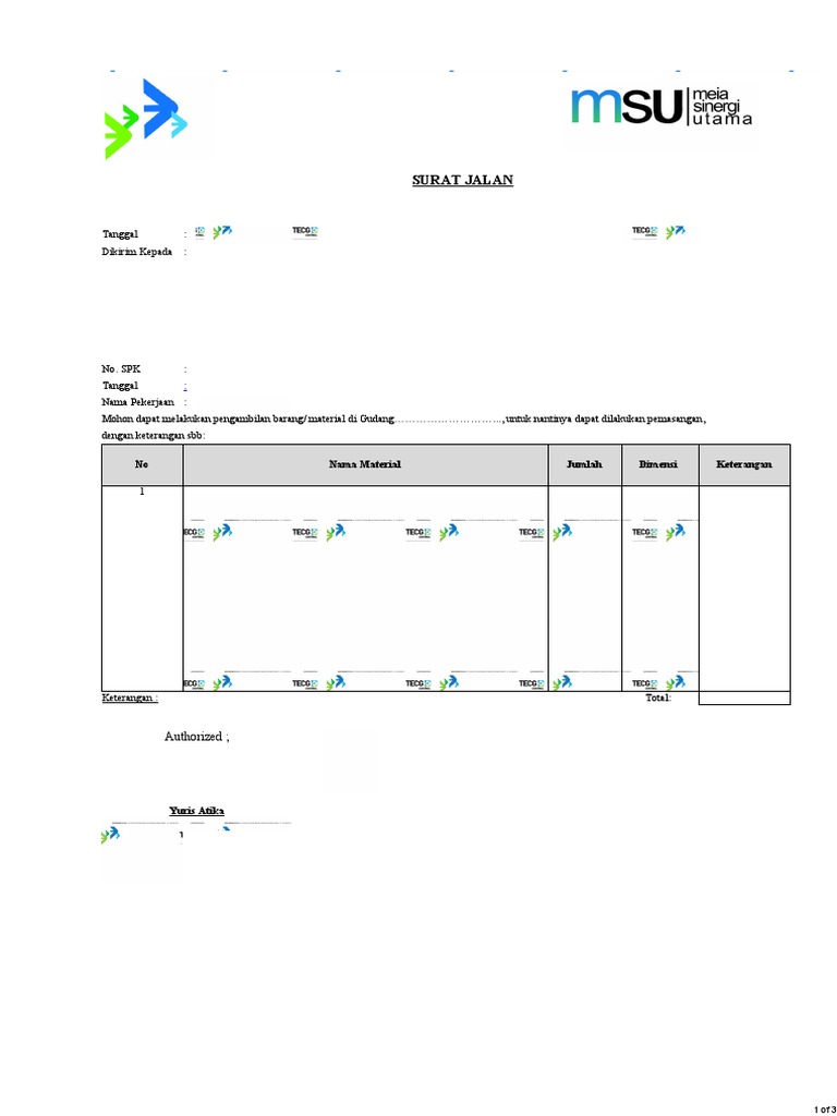 Format dan Contoh Receipt Dokumen | PDF