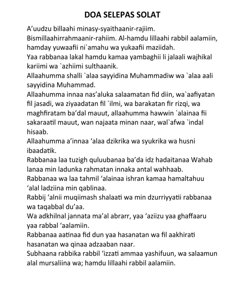 Doa Selepas Solat Rumi | PDF