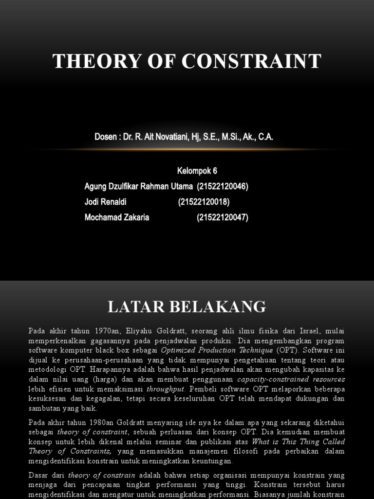 Theory of Constraint | PDF