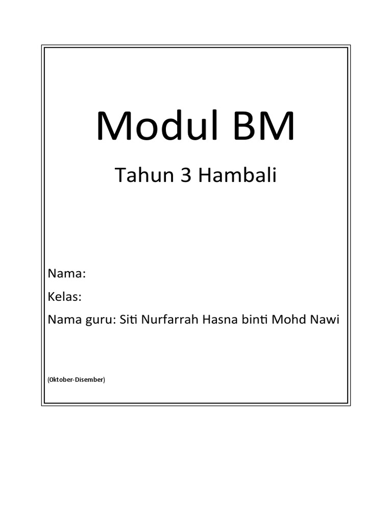 Cover Modul BM Tahun 3 | PDF