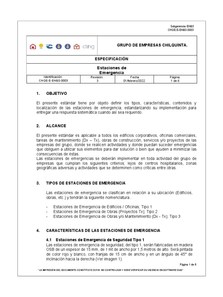CHQE-E-EH&S-0003 Estación de Emergencia | PDF