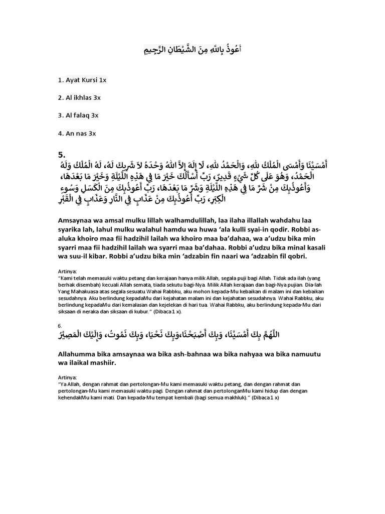 Doa dan Dzikir Petang Al-Matsurat | PDF
