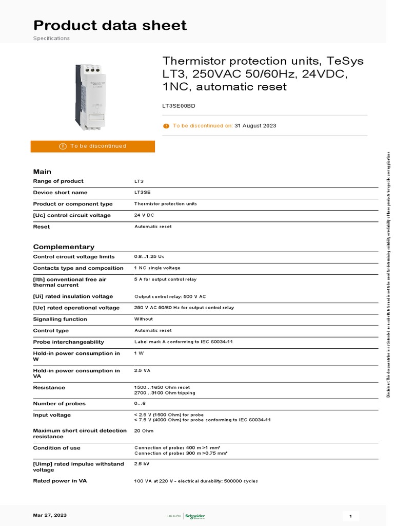 Thermistor protection units data sheet and specifications | PDF | Relay ...
