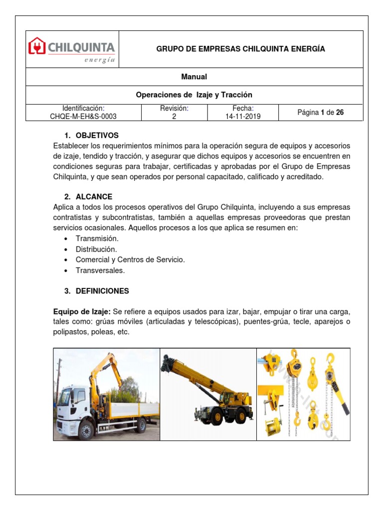 CHQE-M-EH&S-0003 Manual de Operaciones de Izaje y Tracción | PDF ...