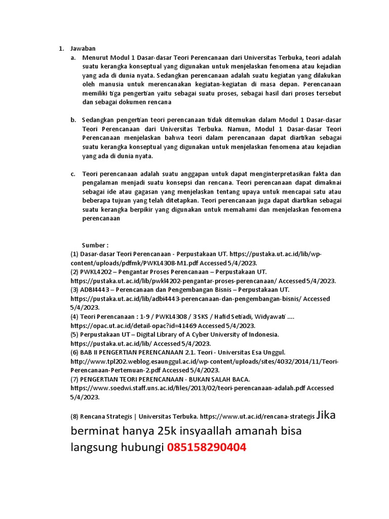 Teori Perencanaan TMK 1 | PDF | Karier & Perkembangan | Seni