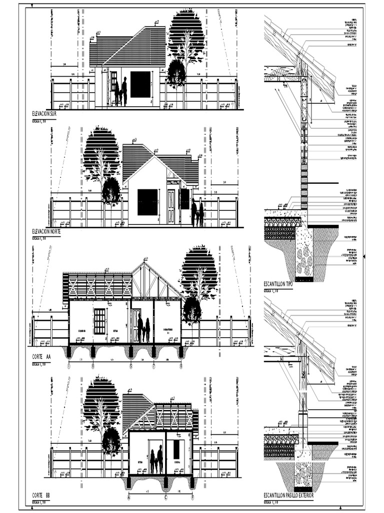 1 - 1 - 3 Plano de Arquitectura de Vivienda-Elevaciones PDF | PDF