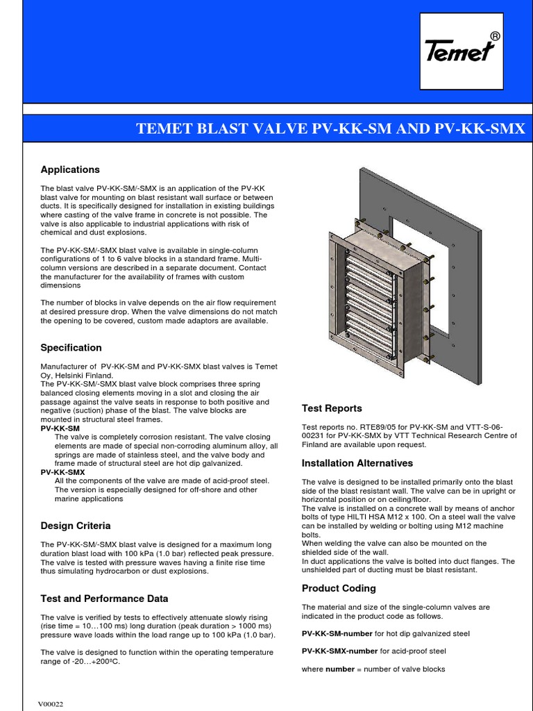 Blast Valve PV-KK-SM AND - SMX | PDF | Valve | Duct (Flow)