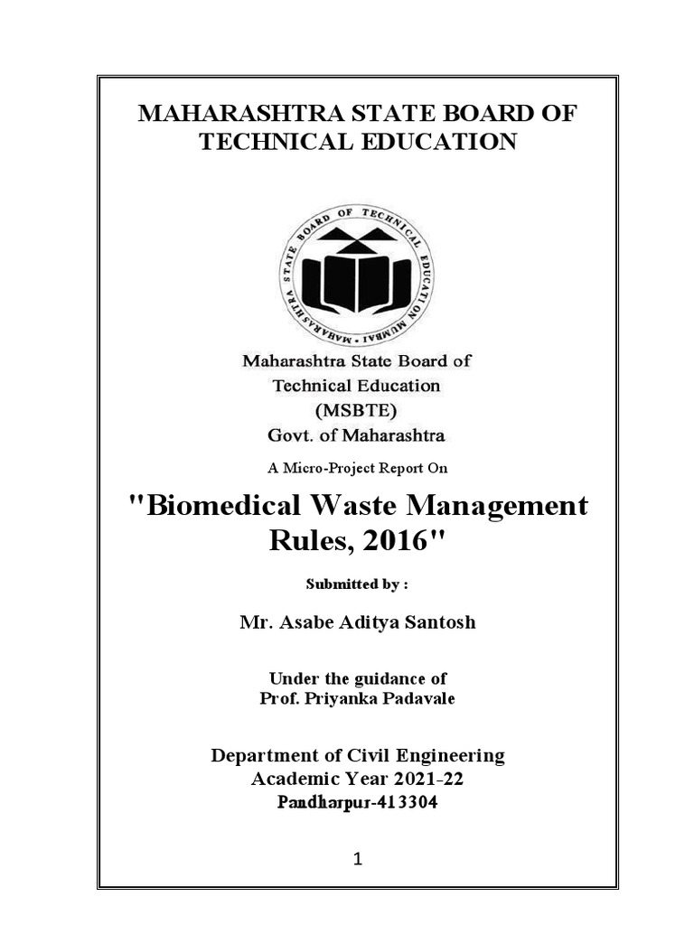 Project - Biomedical Waste Management Rules | PDF | Waste | Waste ...