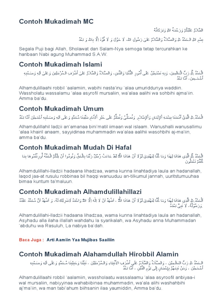 KUMPULAN Mukadimah MC | PDF | Quran | Islam