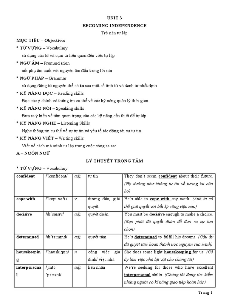 Unit 3 - Becoming Independence | PDF