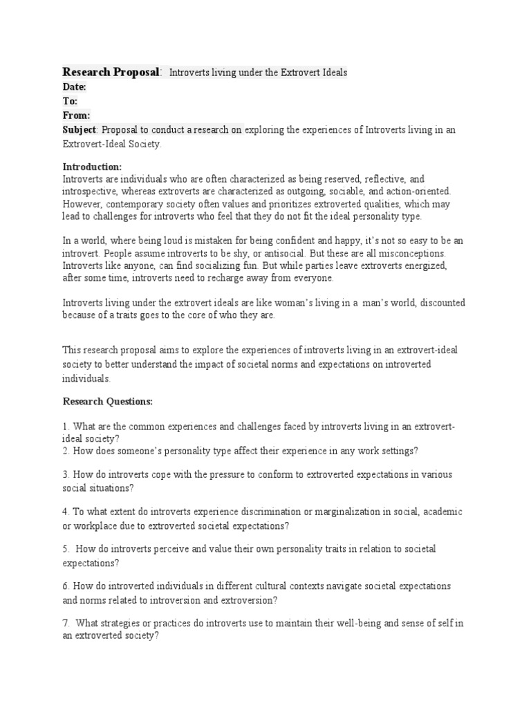 Research Proposal | PDF | Extraversion And Introversion | Psychology