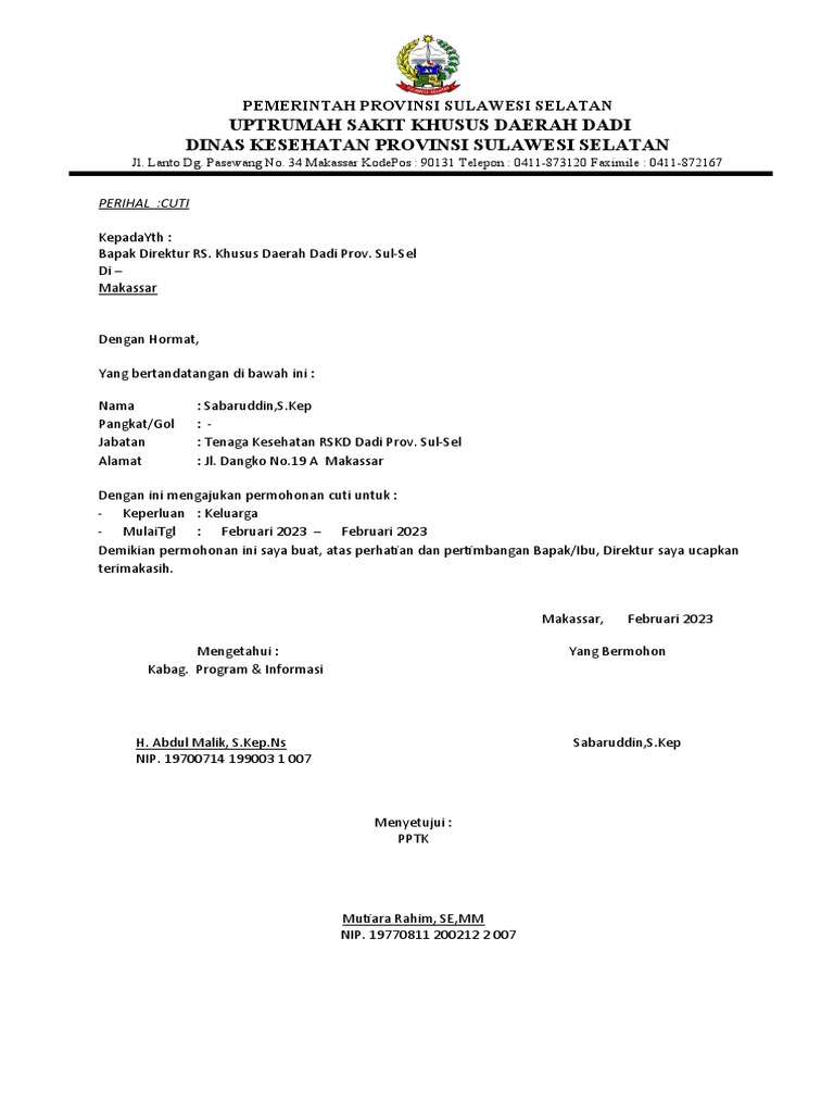 FORM CUTI TENAGA NON ASN Kak Any | PDF