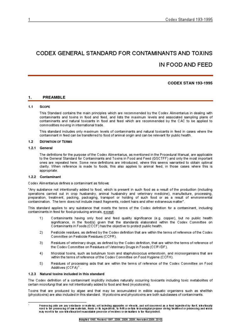 Codex Standard 193-1995 As | PDF | Risk Assessment | Foods