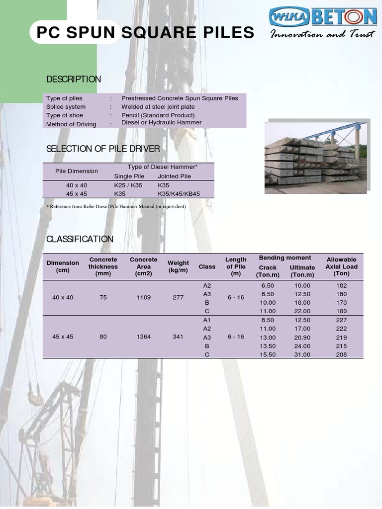 Spun Pile Specifications by Wika Beton | PDF | Technology & Engineering