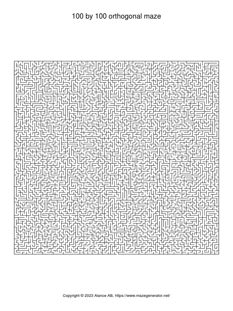 100 by 100 Orthogonal Maze PDF | PDF