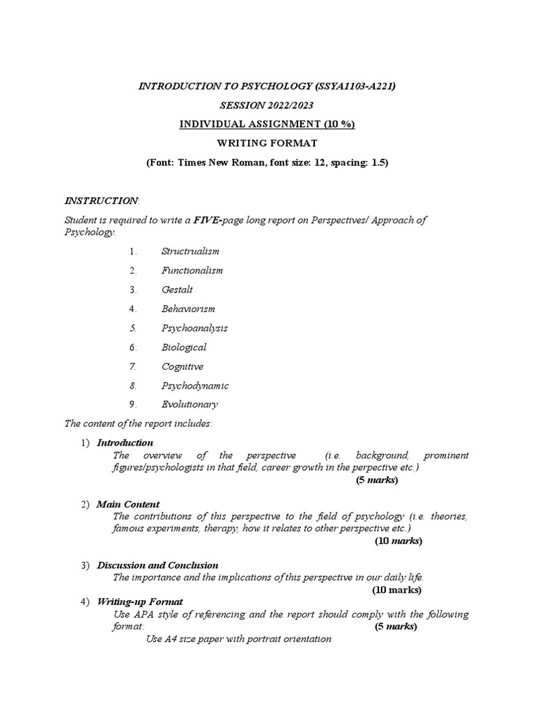 Psychology Perspectives Assignment Guide | PDF | Psychology | Cognitive ...