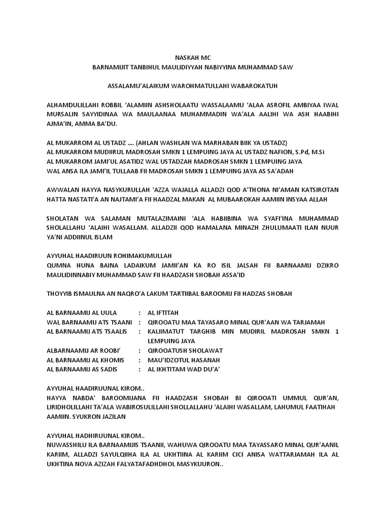 MC - Arab Maulid Nabi | Download Free PDF | Abrahamic Religions