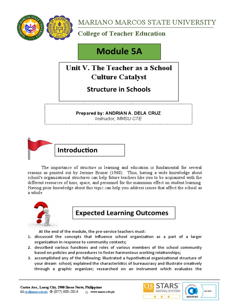 EDUC 147 Module 5A Structure of Schools | PDF | Organizational ...