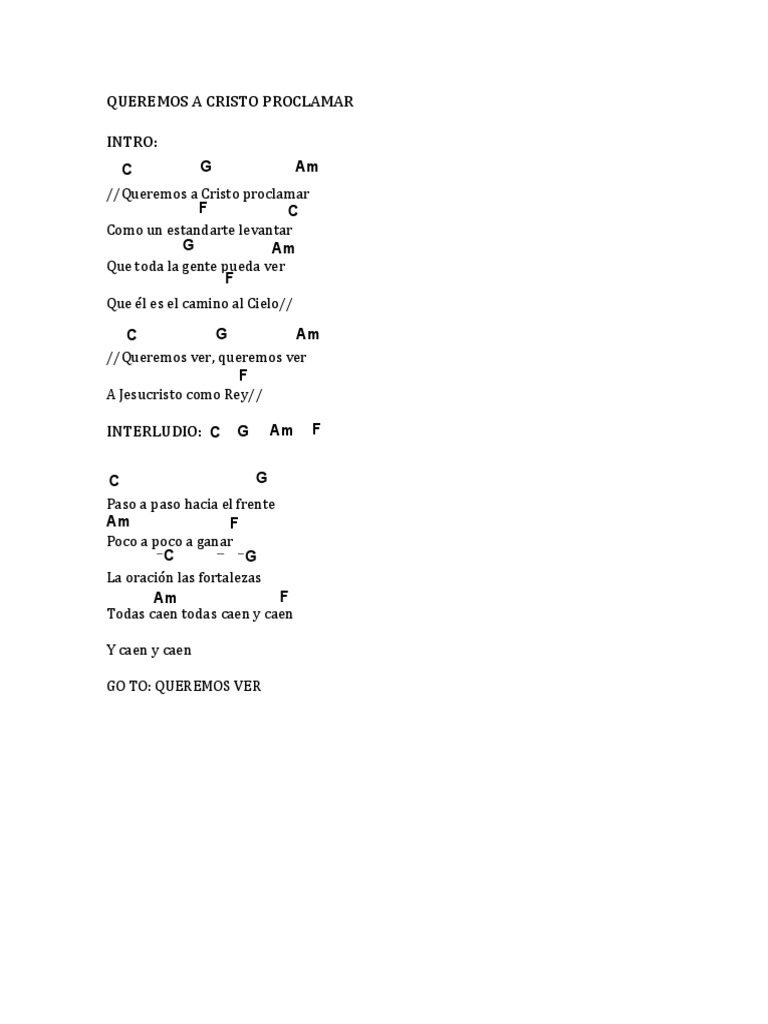 Letra y acordes: Queremos a Cristo Proclamar | PDF