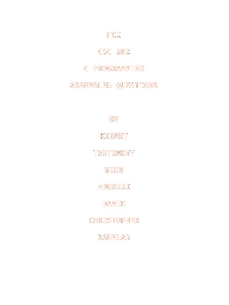 Csc 202 C Language Questions Pdf Pdf Control Flow Pointer Computer Programming