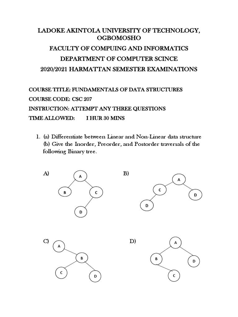 CSC 207 Past Question PDF | PDF | Combinatorics | Mathematical Relations