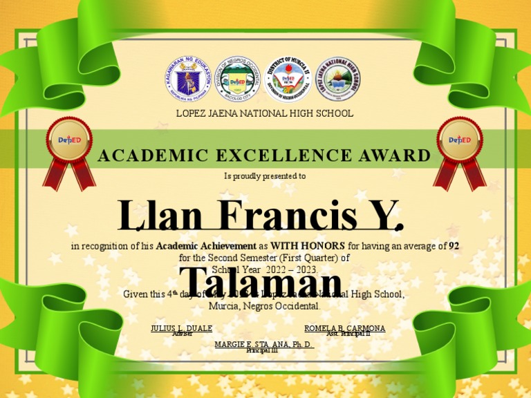Academic Excellence Award Recognition | PDF