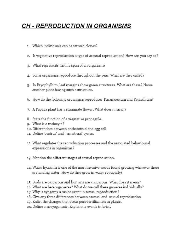 Reproduction in Organisms Overview | PDF | Science & Mathematics