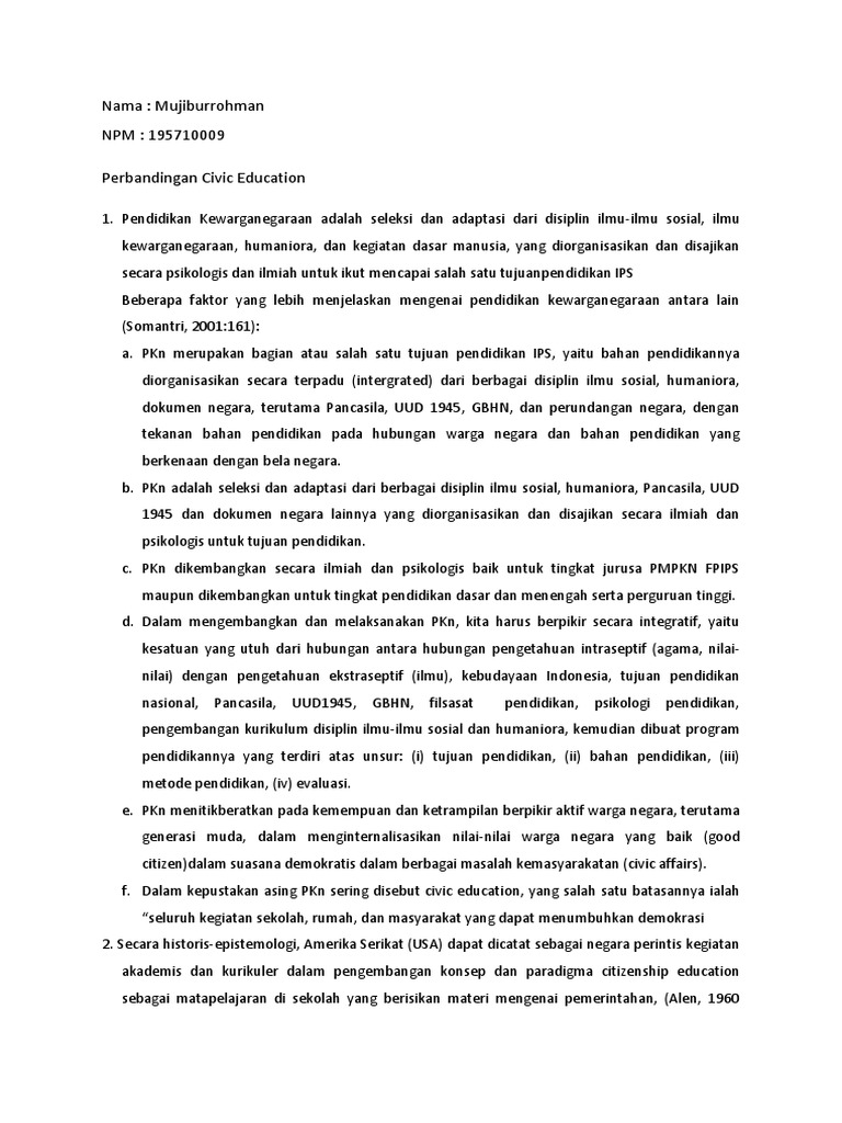 Perbandingan Civic Education | PDF | Sains & Matematika