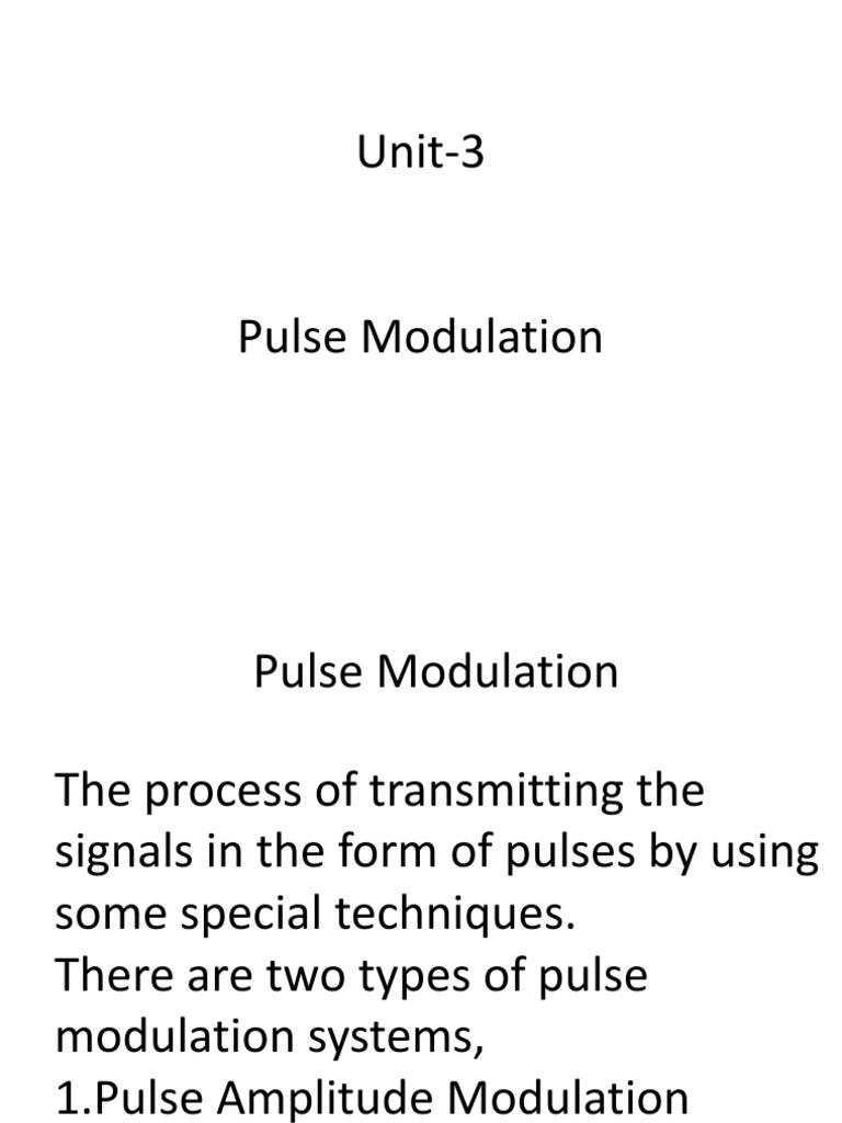 Unit V Pulse Modulation PDF | PDF | Modulation | Frequency Modulation