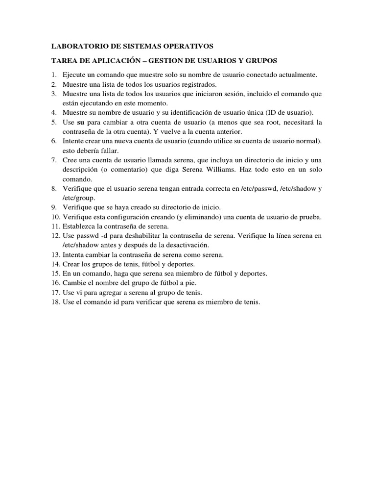 Practica de Comandos de Usuario | PDF