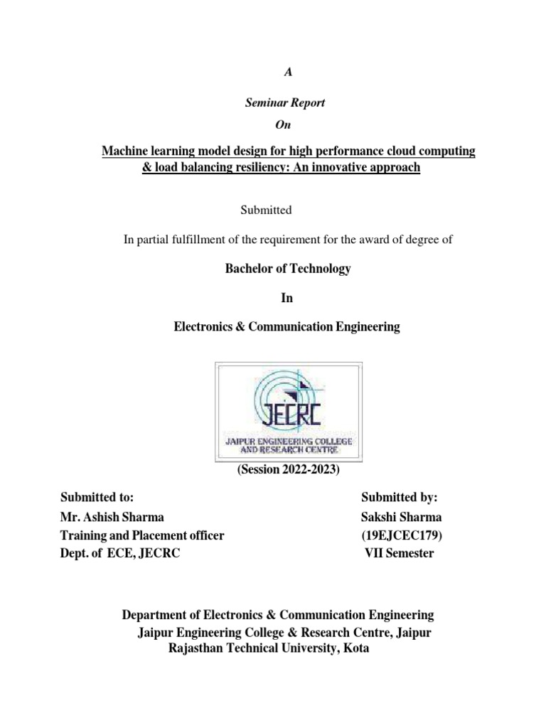 Sakshi Seminar Report Final PDF | PDF | Machine Learning | Cloud Computing