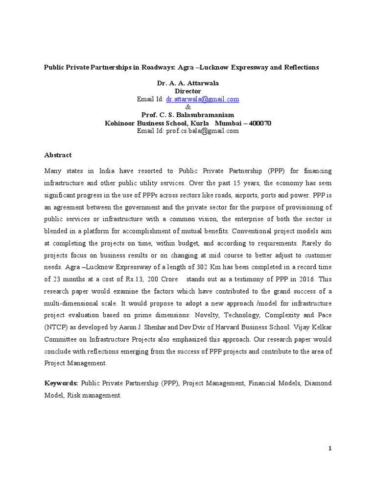 Agra Lucknow Expressway PDF | PDF | Public–Private Partnership ...