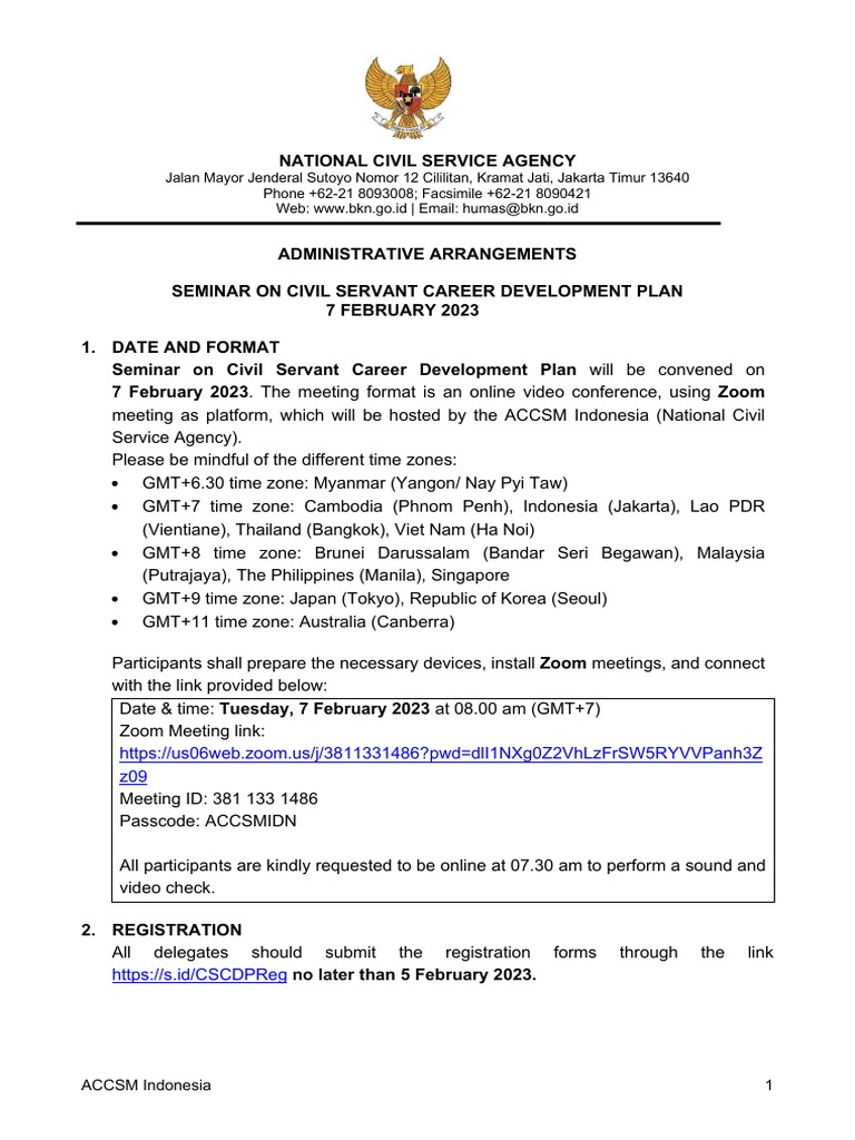 (ACCSM Indonesia) Annex 3 - Adm Arrangement Seminar On CSCDP As of ...