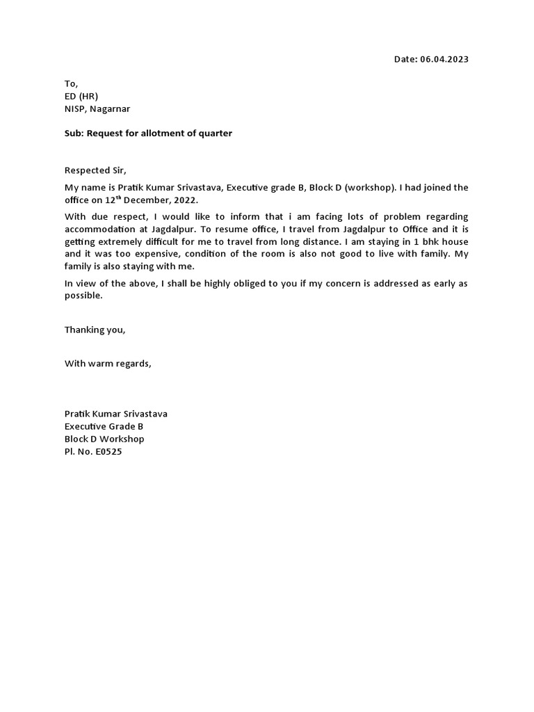 Allotment Letter | PDF