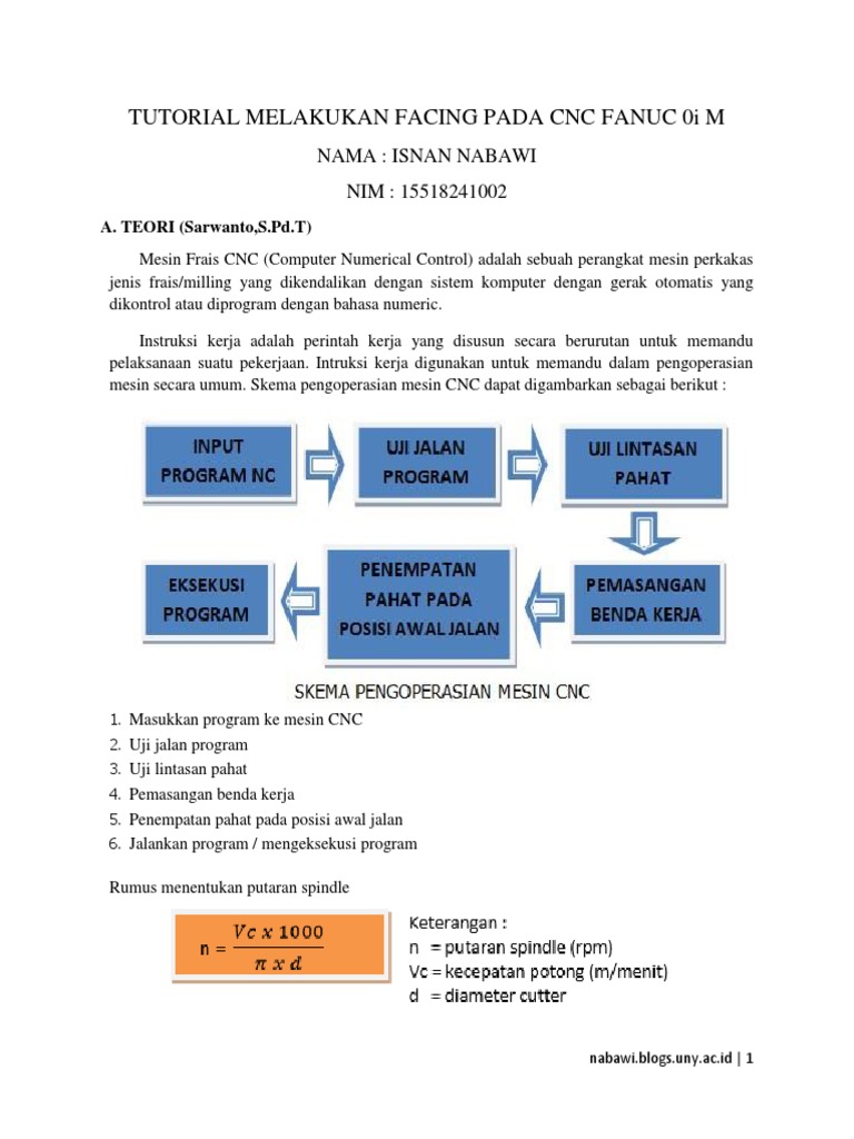 Cara Melakukan Facing pada Mesin CNC Fanuc 0i M | PDF