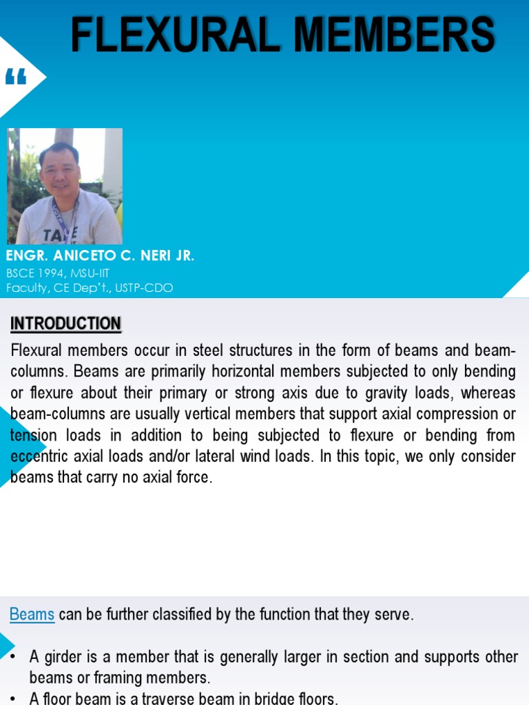 Ce 411 - Flexural Members PDF | PDF | Bending | Beam (Structure)