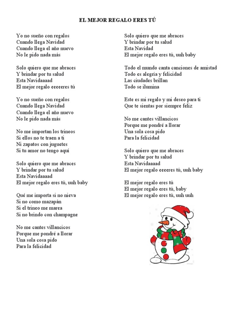 EL MEJOR REGALO ERES TÚ Letra | PDF