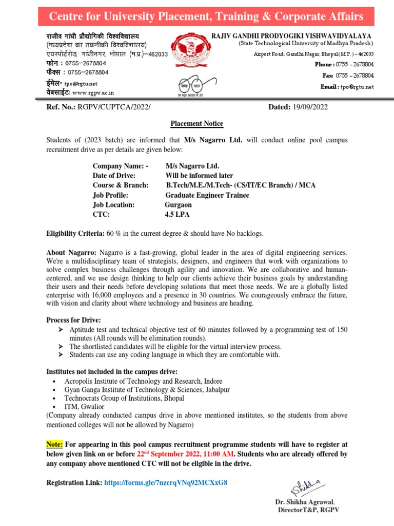 Nagarro Pool Campus Drive 2023 Batch | PDF | Engineering | Computing