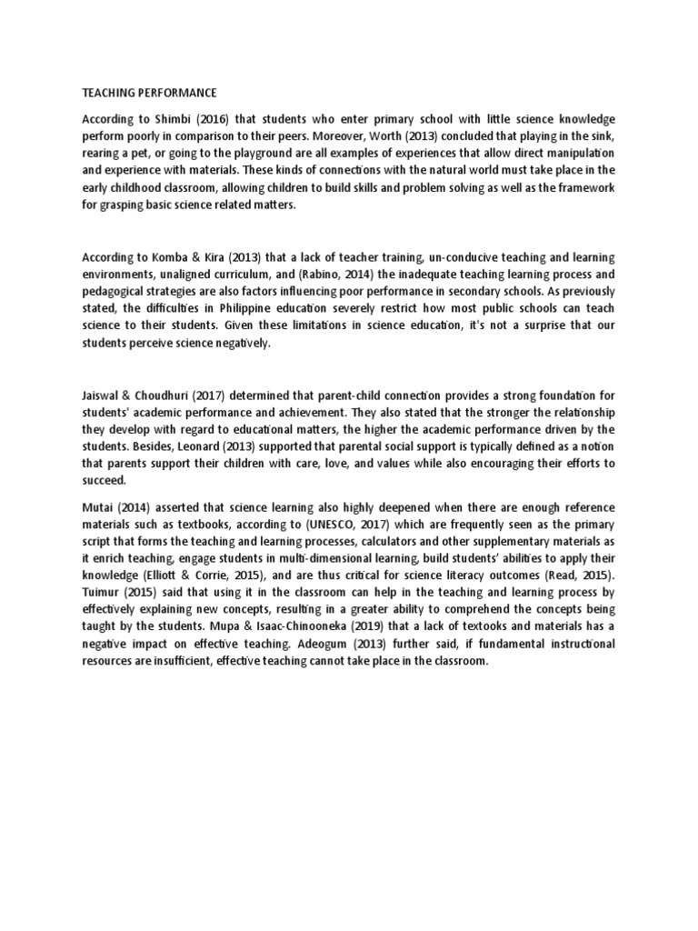 Teaching Performance | PDF | Teachers | Learning