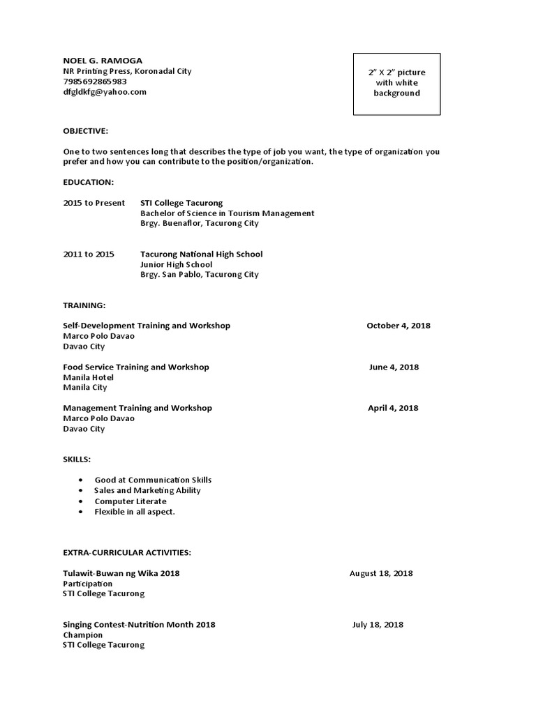 FT APL 006 00 STI Standard Resume Template | PDF