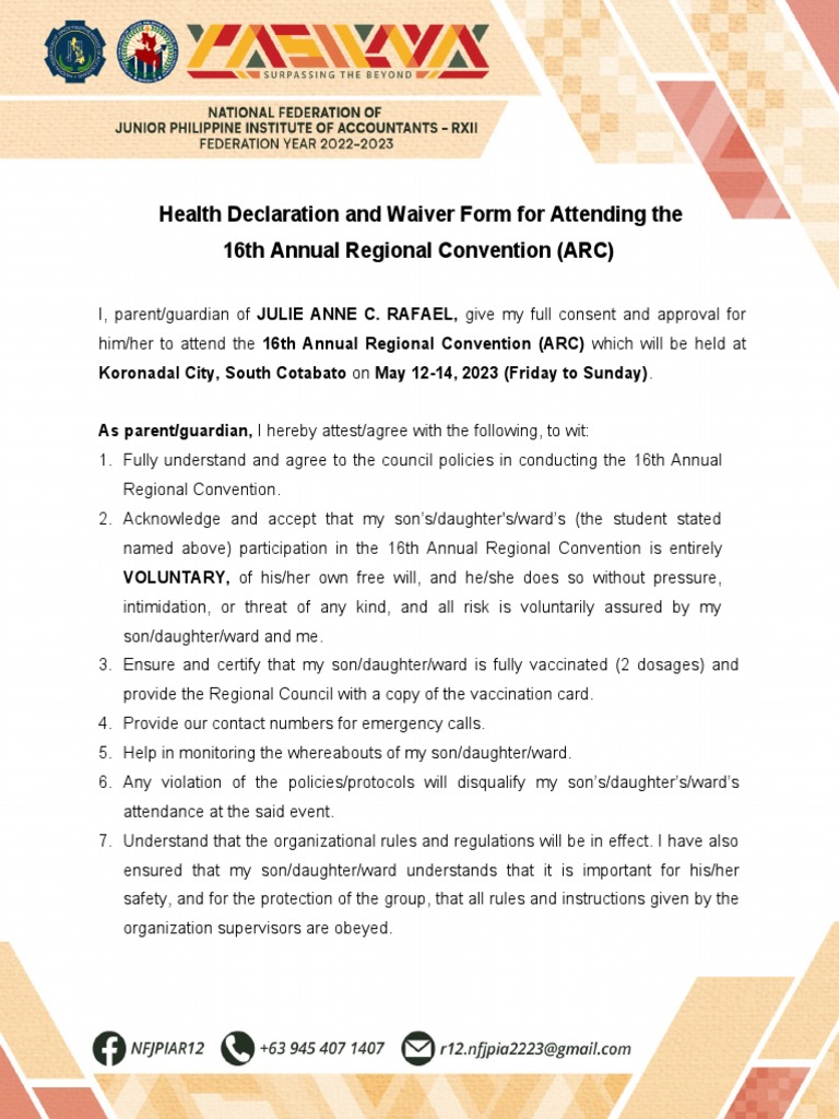 NFJPIA R12 - 2223 - 16th ARC - HD and Waiver Form 1 | PDF | Justice | Crime & Violence