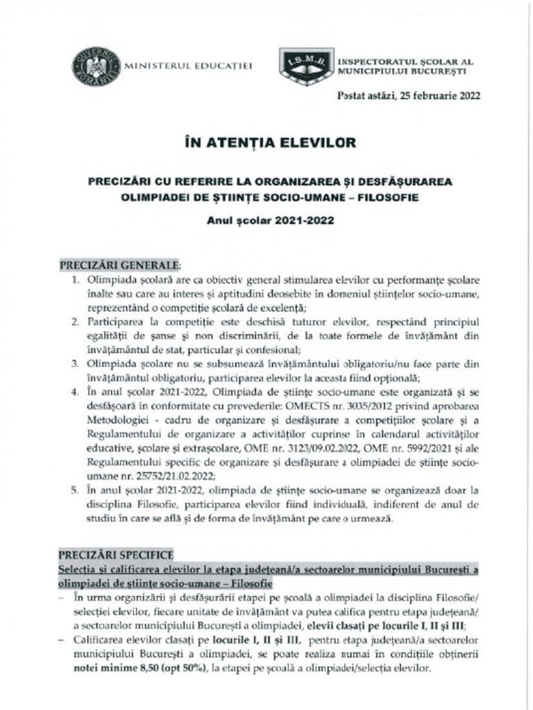 Olimpiada Filosofie | PDF