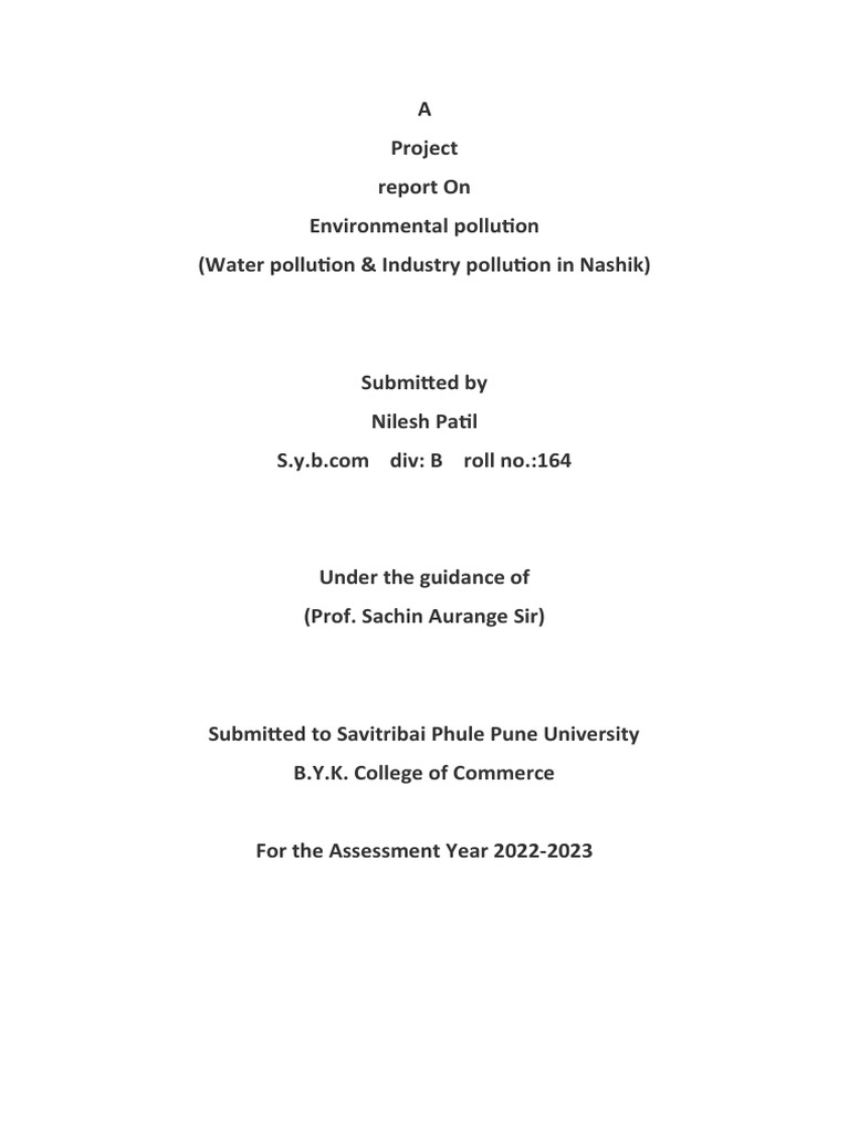 SY Bcom SPPU EVS Project | PDF | Water Pollution | Natural Environment