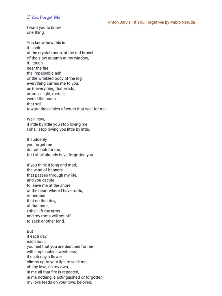 If You Forget Me Pablo Neruda | PDF