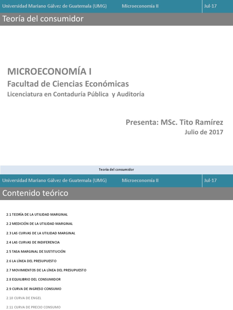 Teoría del Consumidor en Microeconomía | PDF | Microeconomía | Utilidad