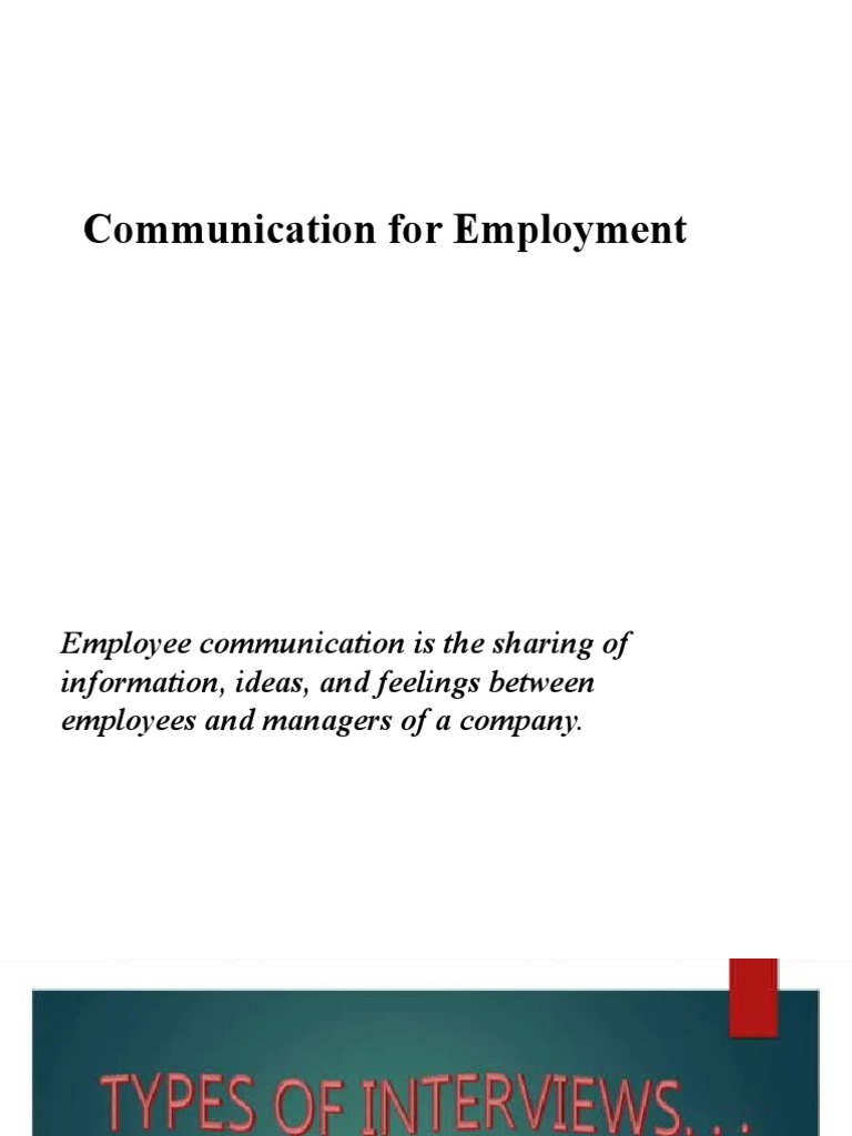 Communication For Employment | PDF