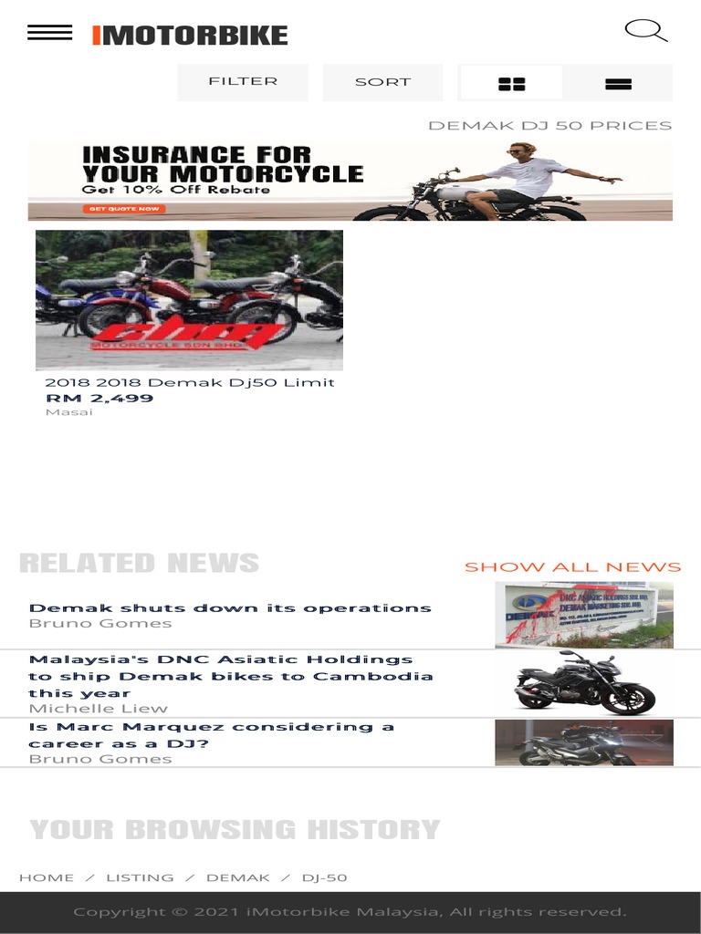 Demak DJ 50 Motorcycles Prices in Malaysia Imotorbike | PDF