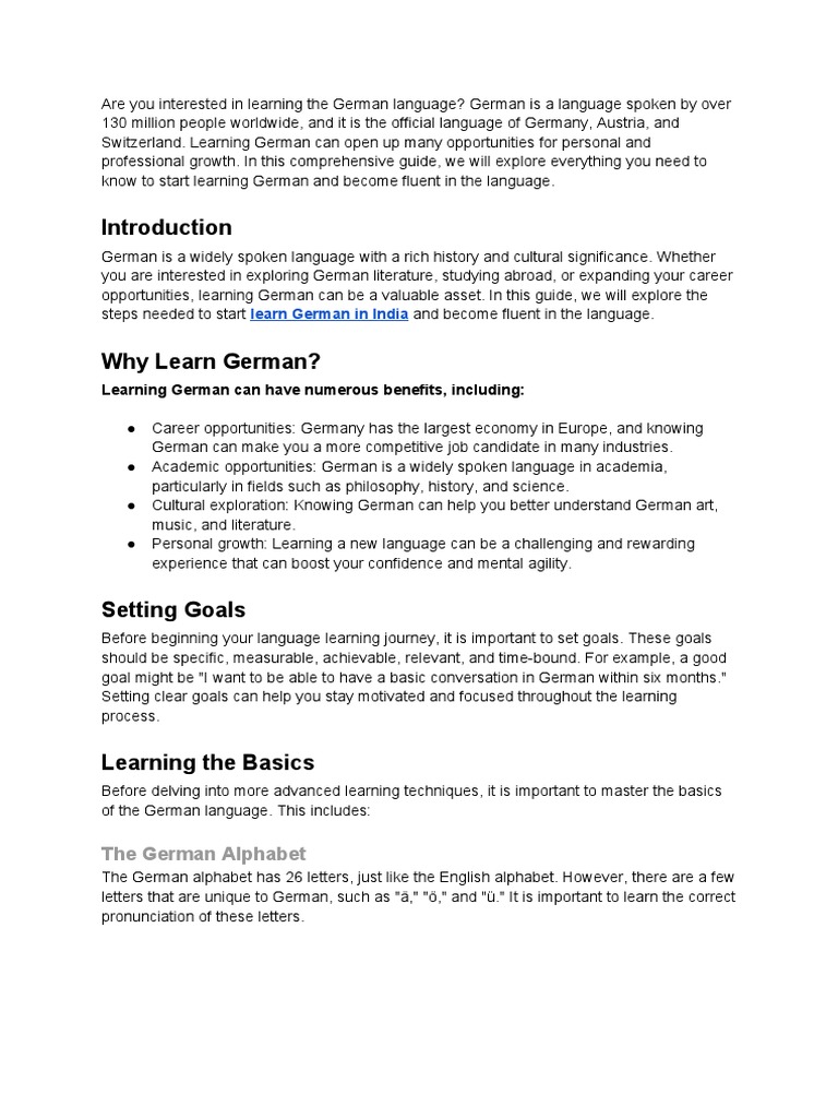 Learning German A Comprehensive Guide | PDF | German Language | Fluency